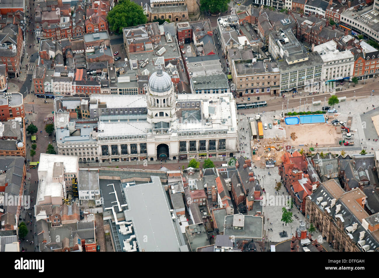 Aerial shot of Nottingham City and the Council House, Nottinghamshire ...