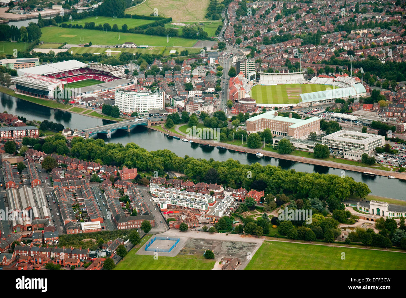 Aerial shot of the Embankment at River Trent in Nottingham ...