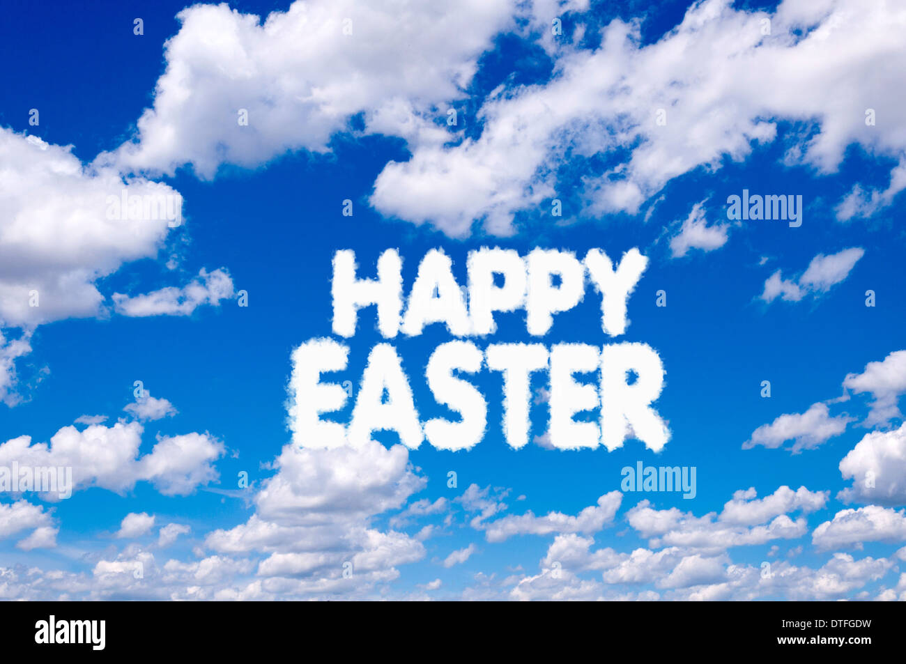 White clouds over the blue sky with Easter letters Stock Photo - Alamy