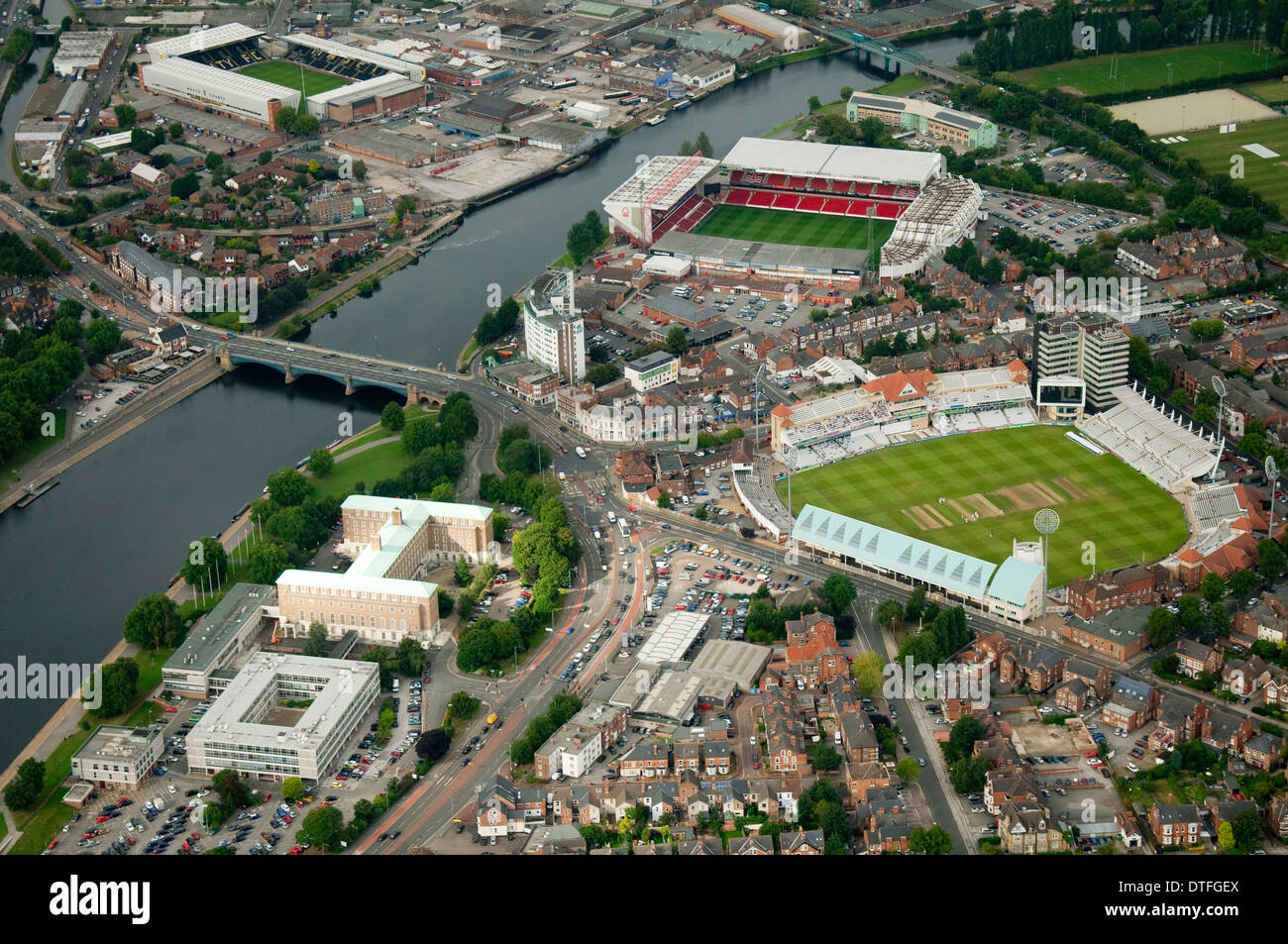 Aerial shot of the Embankment area of Nottingham City, Nottinghamshire ...