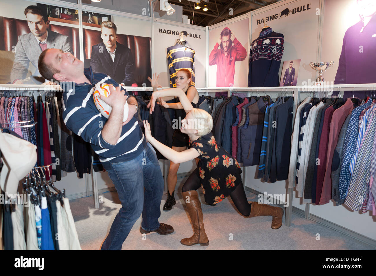 Birmingham, UK. 17th Feb 2014. Phil Vickery pictured sharing a laugh ...