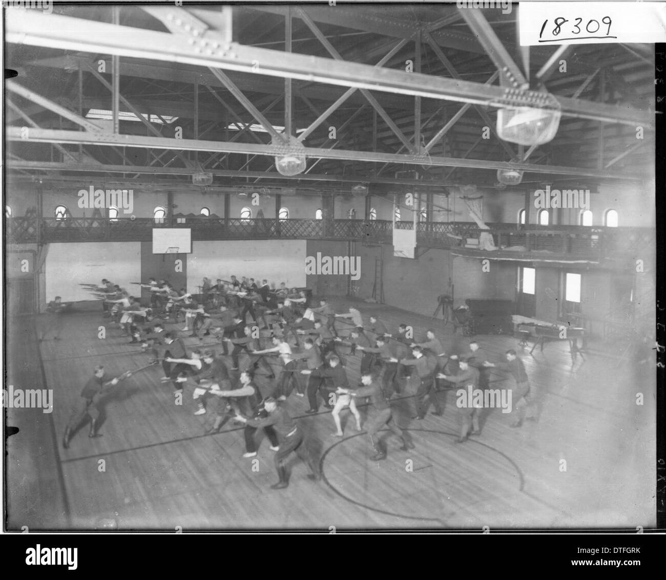This 1919 photograph depicts the Student Army Training Corps drill ...