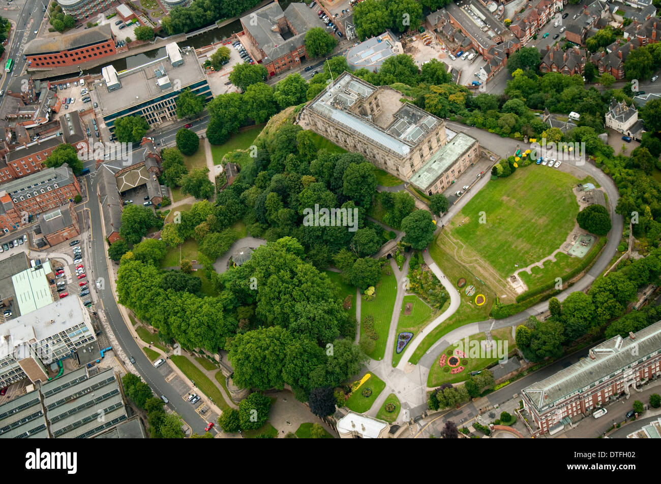 Aerial shot of Nottingham Castle, Nottinghamshire UK Stock Photo - Alamy