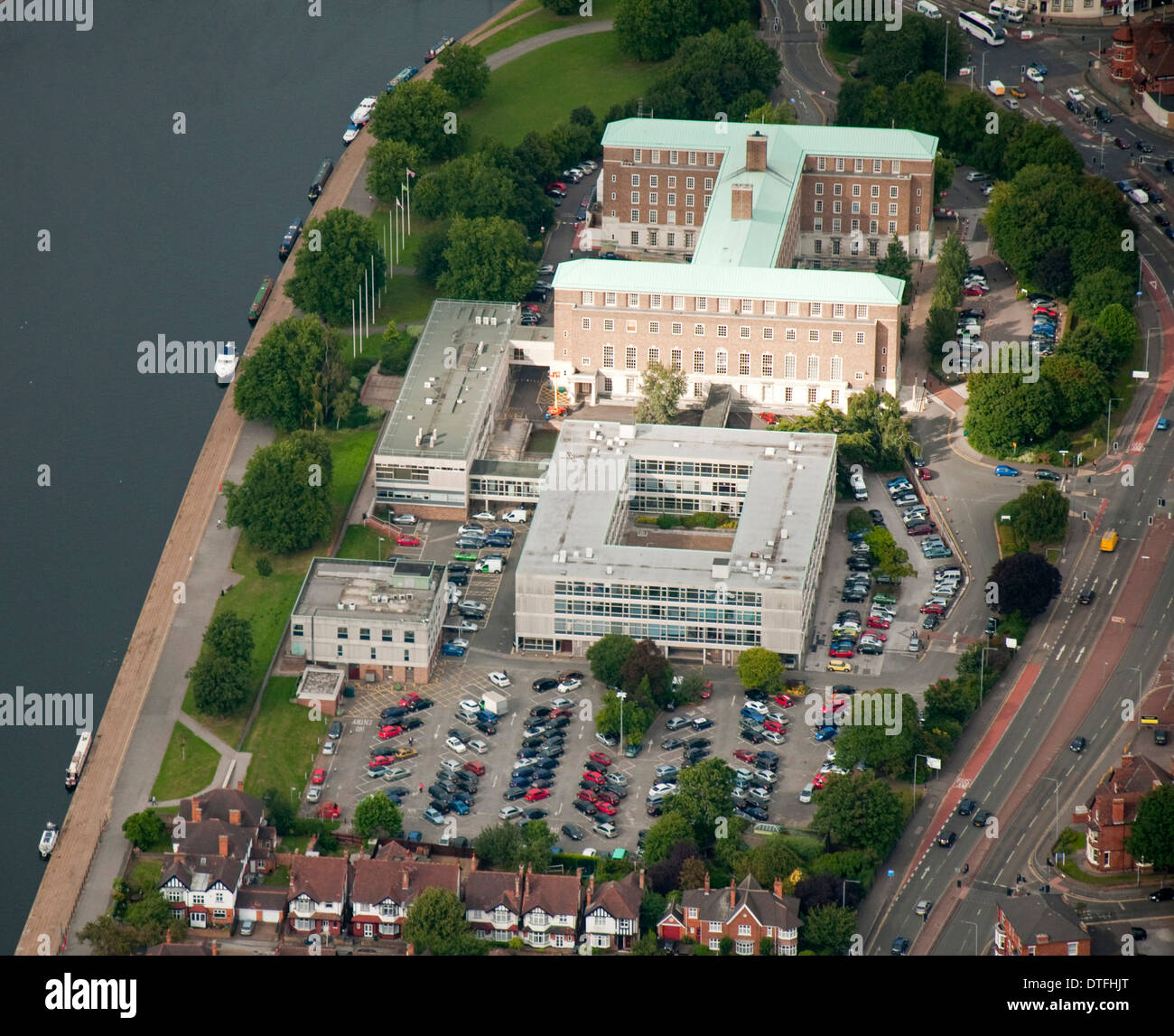 Aerial shot of County Hall, at the Embankment by the River Trent in ...