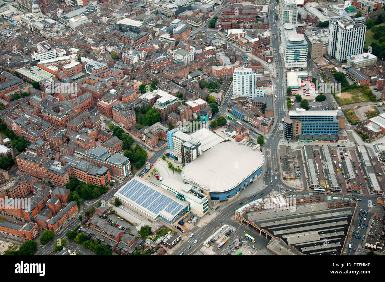 Aerial shot of the National Ice Arena and Nottingham City ...