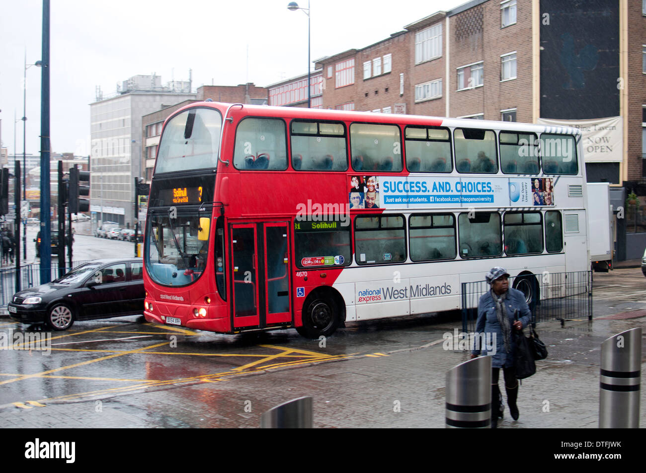 Bus in wet weather, Park Street, Birmingham city centre, UK Stock Photo ...