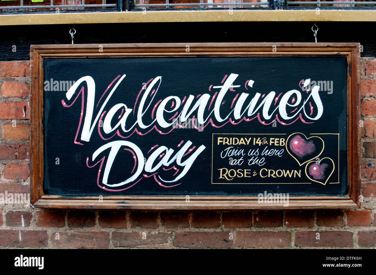 Valentine`s Day sign outside a pub, Stratford-upon-Avon, UK Stock Photo ...