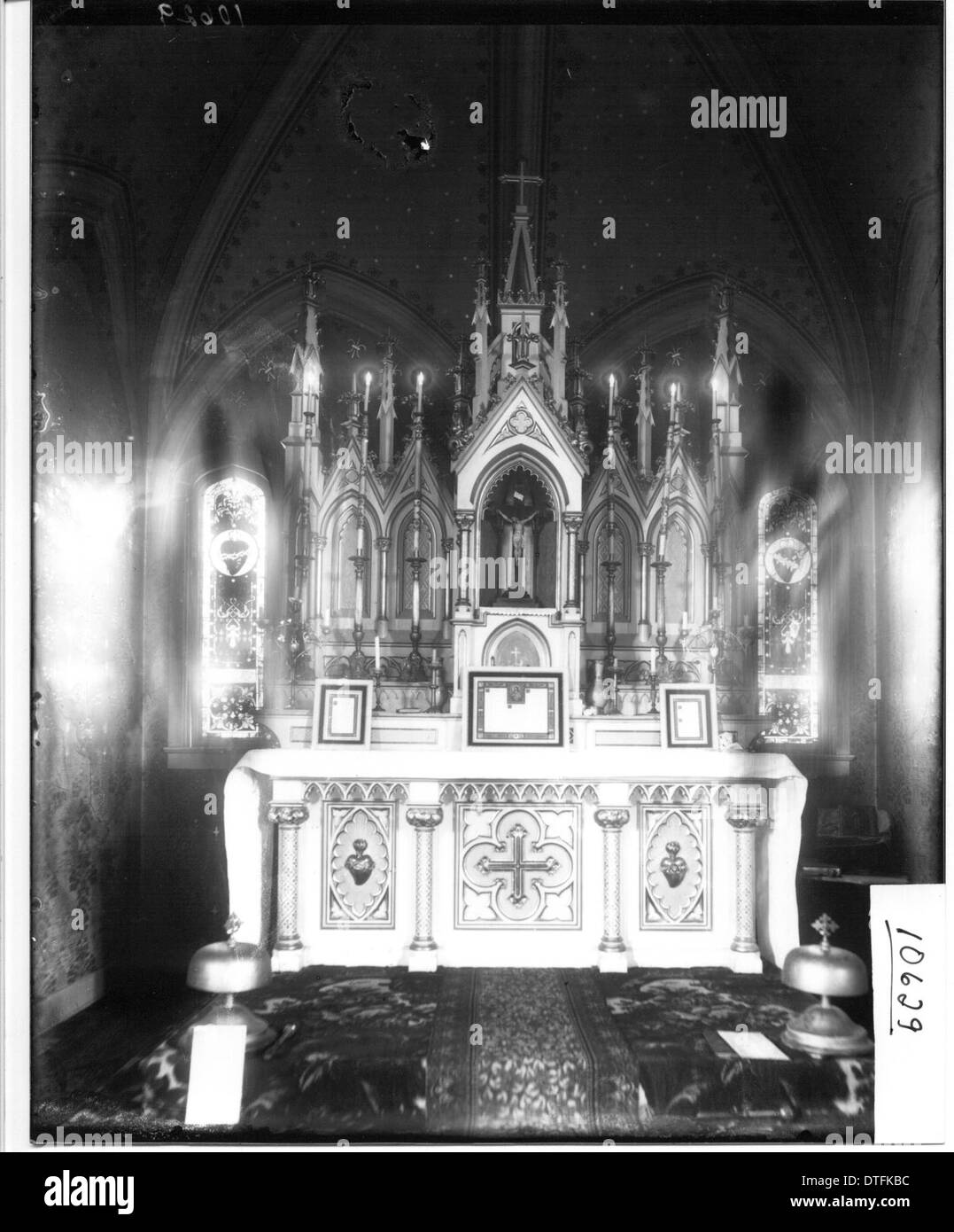 The altar of St. Mary's Church, photographed in 1911, showcases a ...