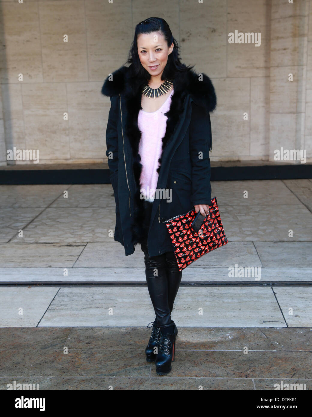Jeannie Lee arriving at the Desigual runway shown in New York City ...