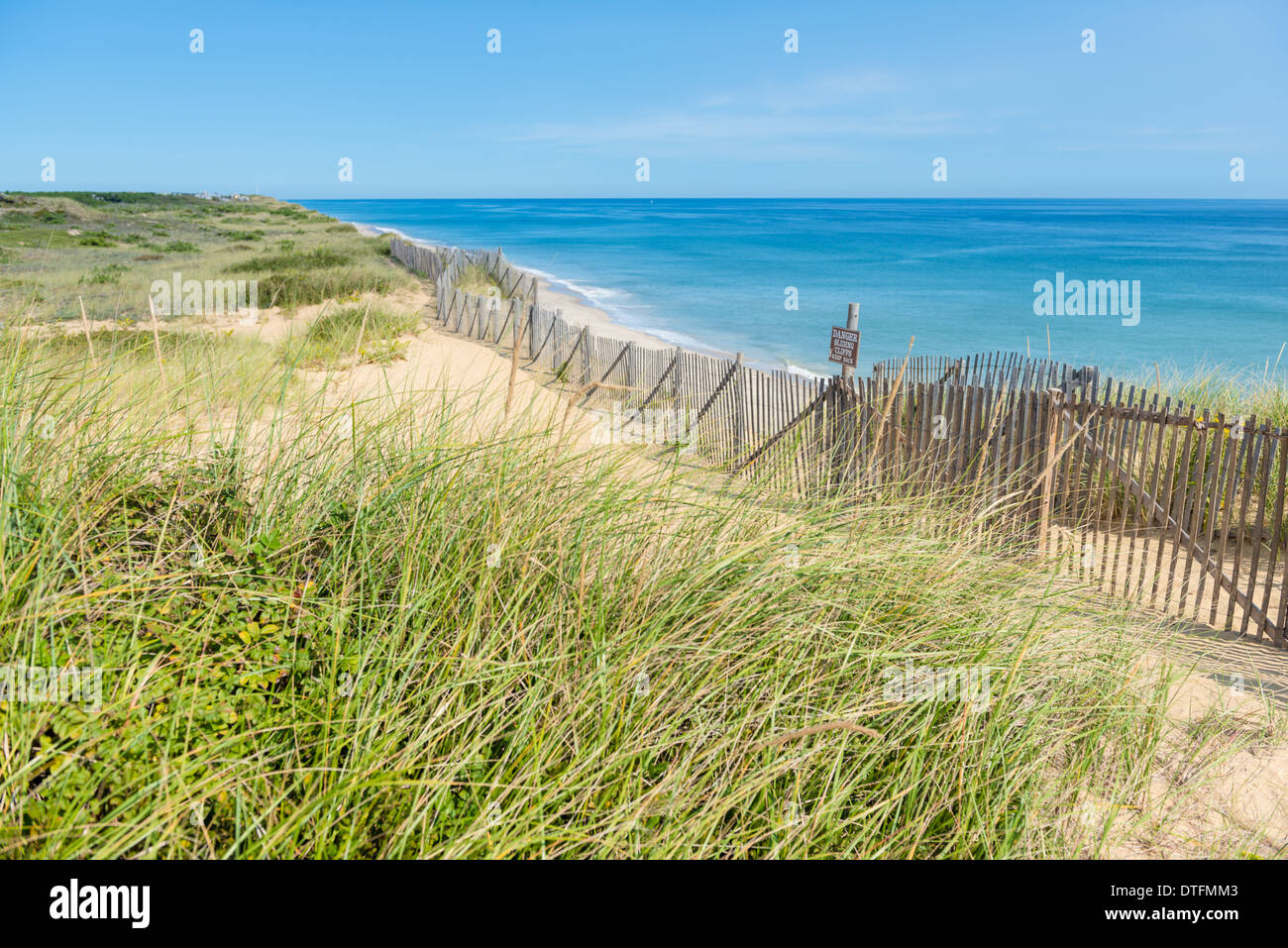 Marconi Beach pIcket fence and sand dunes, Cape Cod Stock Photo - Alamy