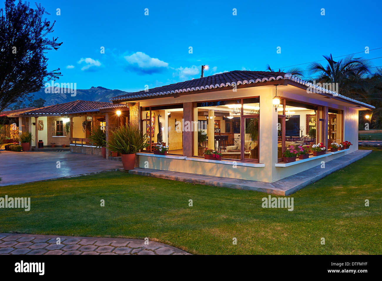 Big modern house at night Stock Photo - Alamy