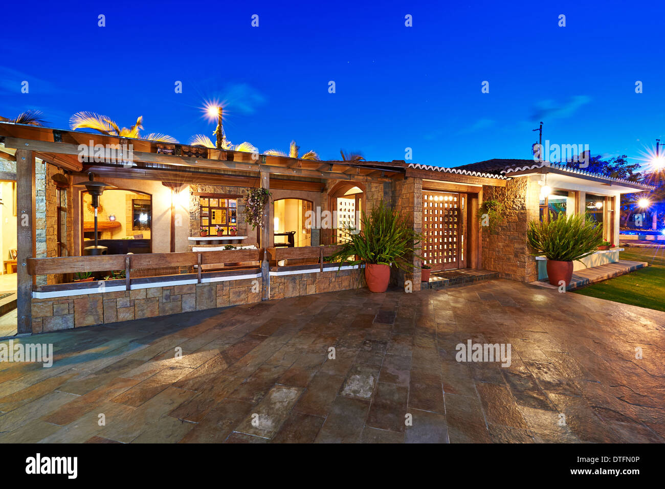 Big modern house at night Stock Photo - Alamy