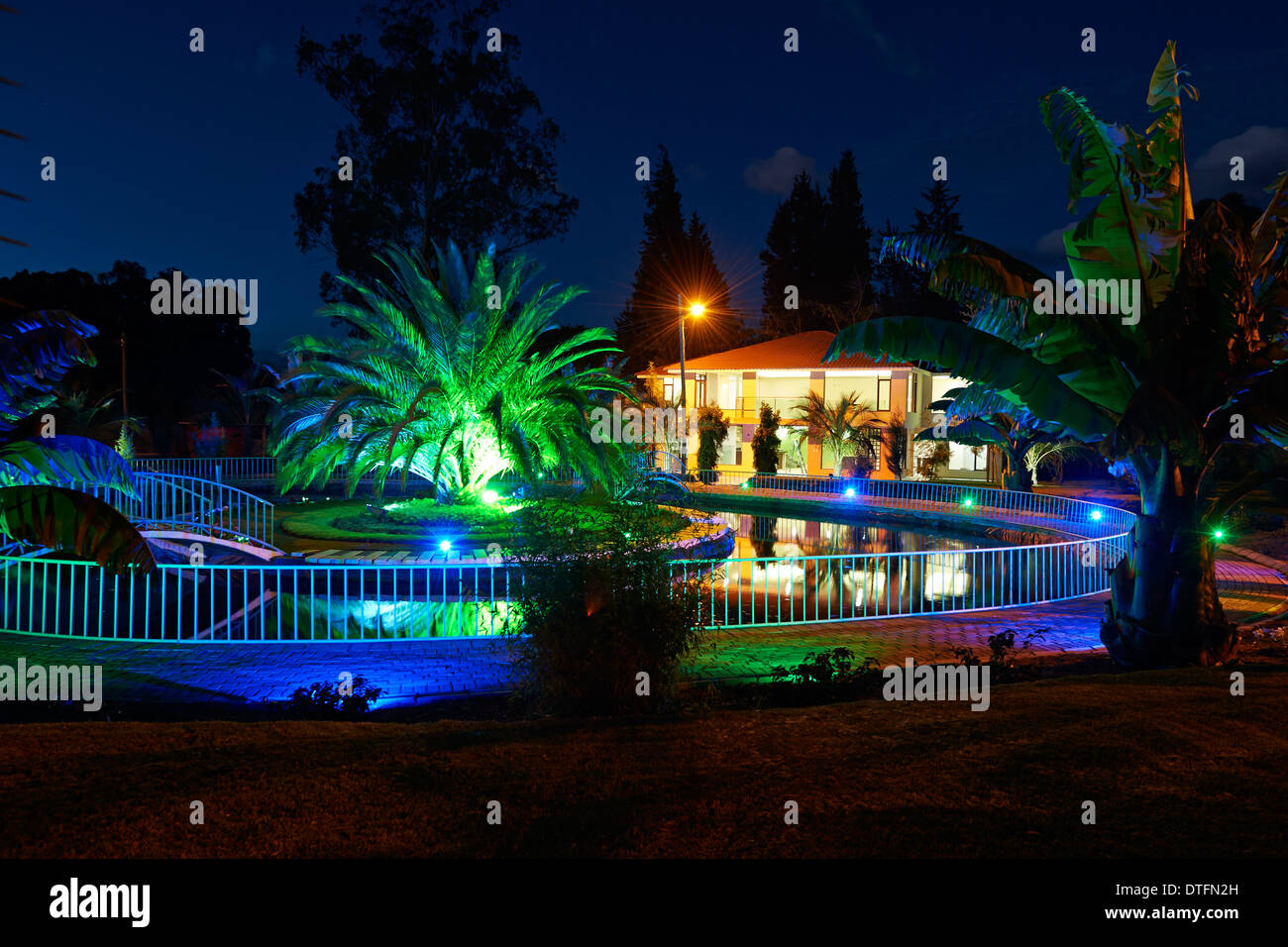 Big modern house at night Stock Photo - Alamy