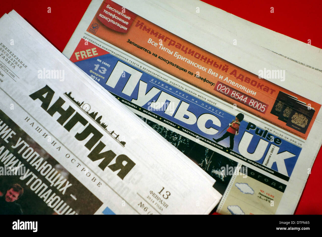 Anglia (bottom) and Pulse UK are Russian language newspapers in London ...