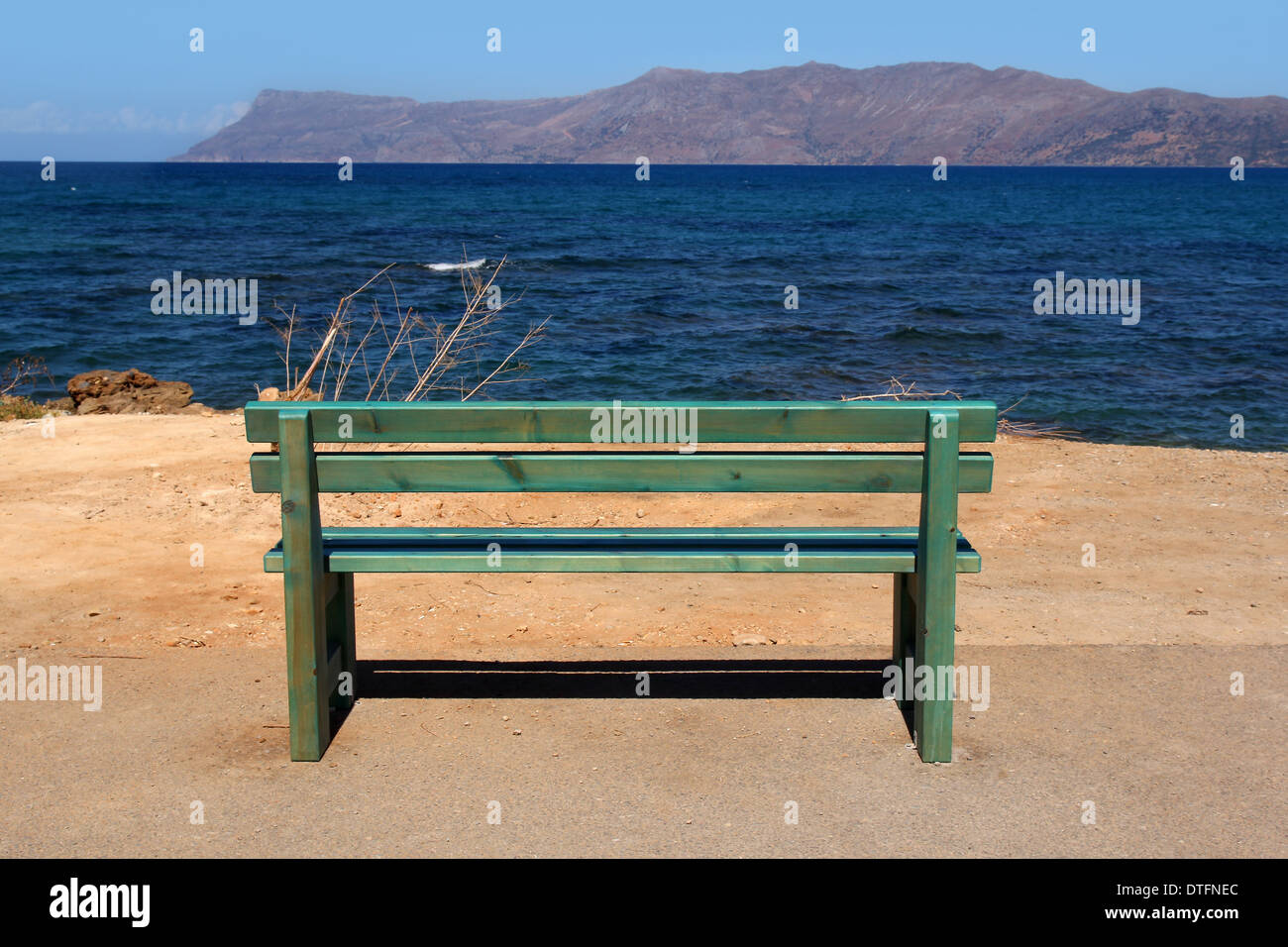 Empty bench overlooking calm sea bench hi-res stock photography and ...