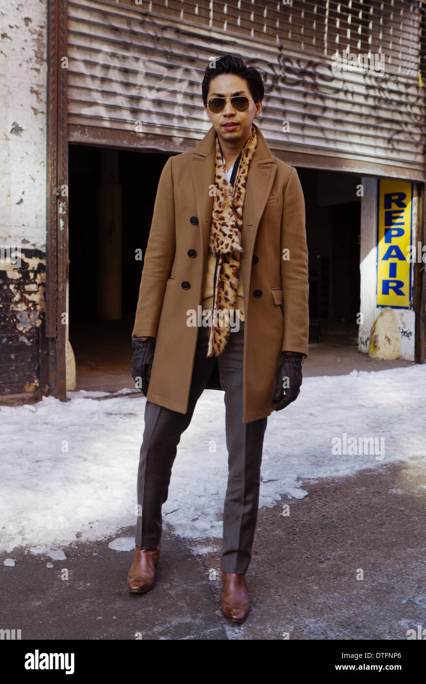 Blue Carreon posing on the street during New York Fashion Week - Feb 7 ...