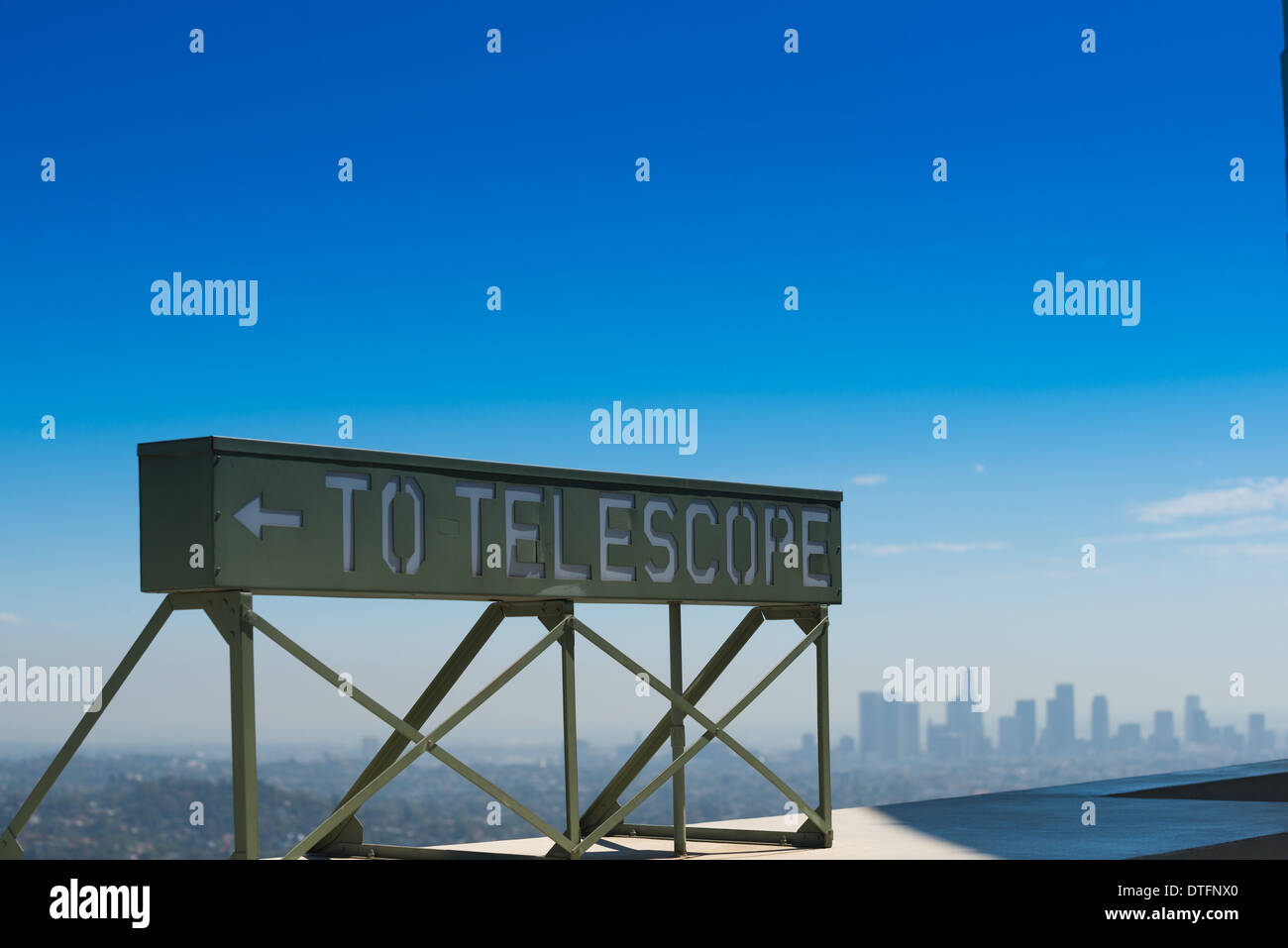 Telescope sign in Griffith observatory Stock Photo - Alamy