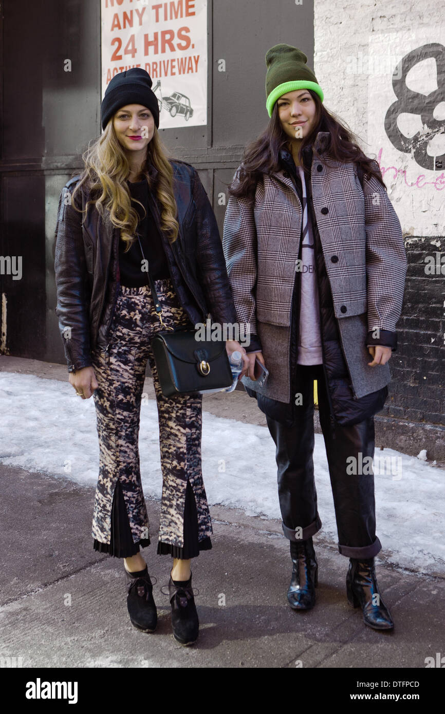 Annie Georgia Greenberg and Rachel Besser posing on the street during ...