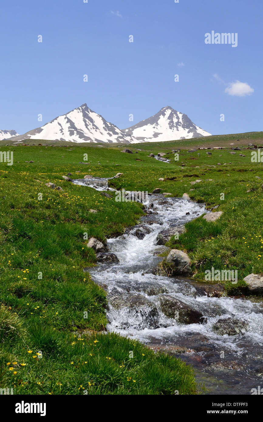 Mountain landscape with river Stock Photo - Alamy