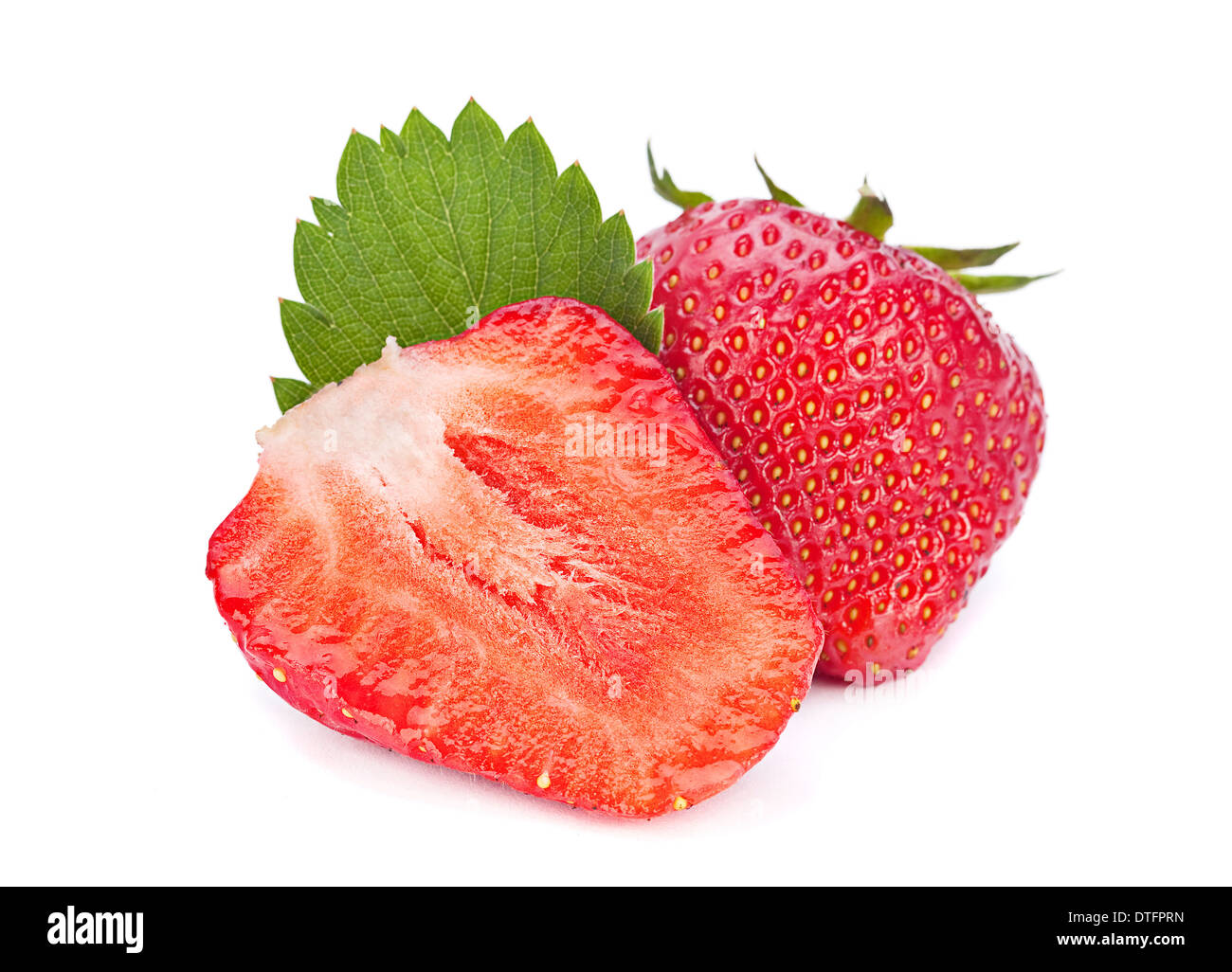 Strawberry fruits closeup isolated on white Stock Photo - Alamy