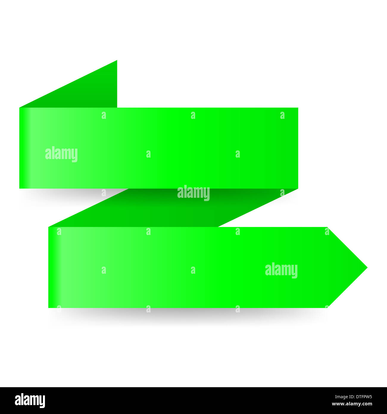 Two-step green zigzag paper arrow on white background Stock Photo - Alamy