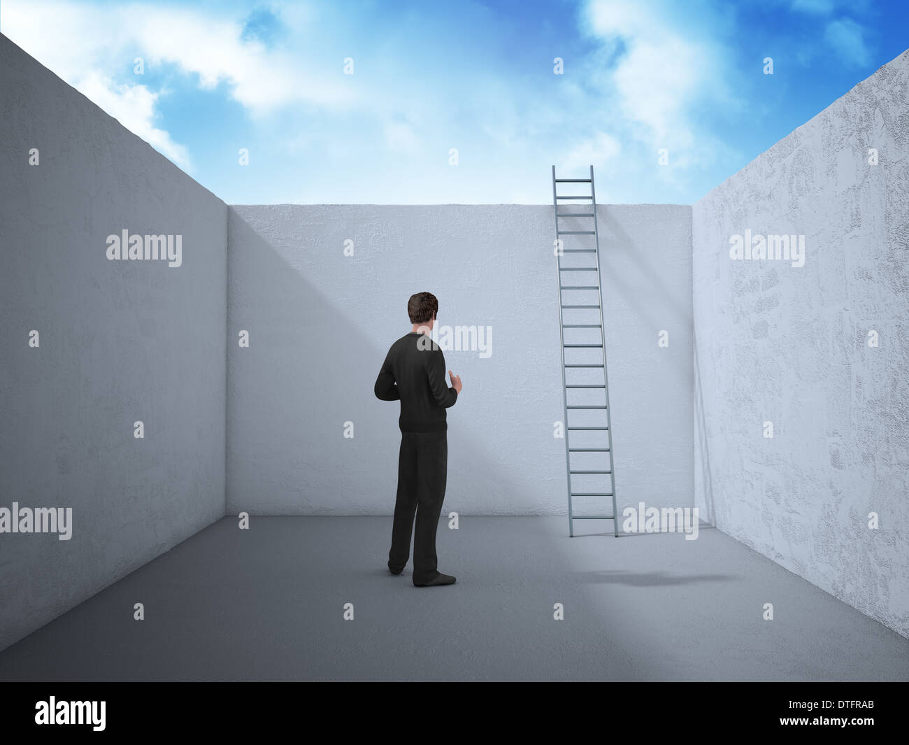 Empty room with a ladder - solution and opportunity concept Stock Photo ...