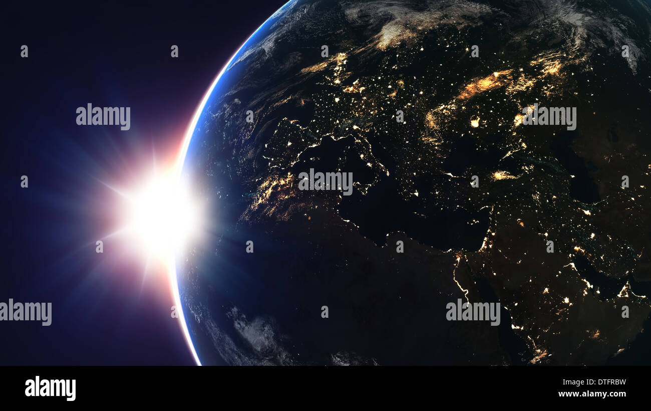 Sun over the horizon - view from orbit Stock Photo - Alamy
