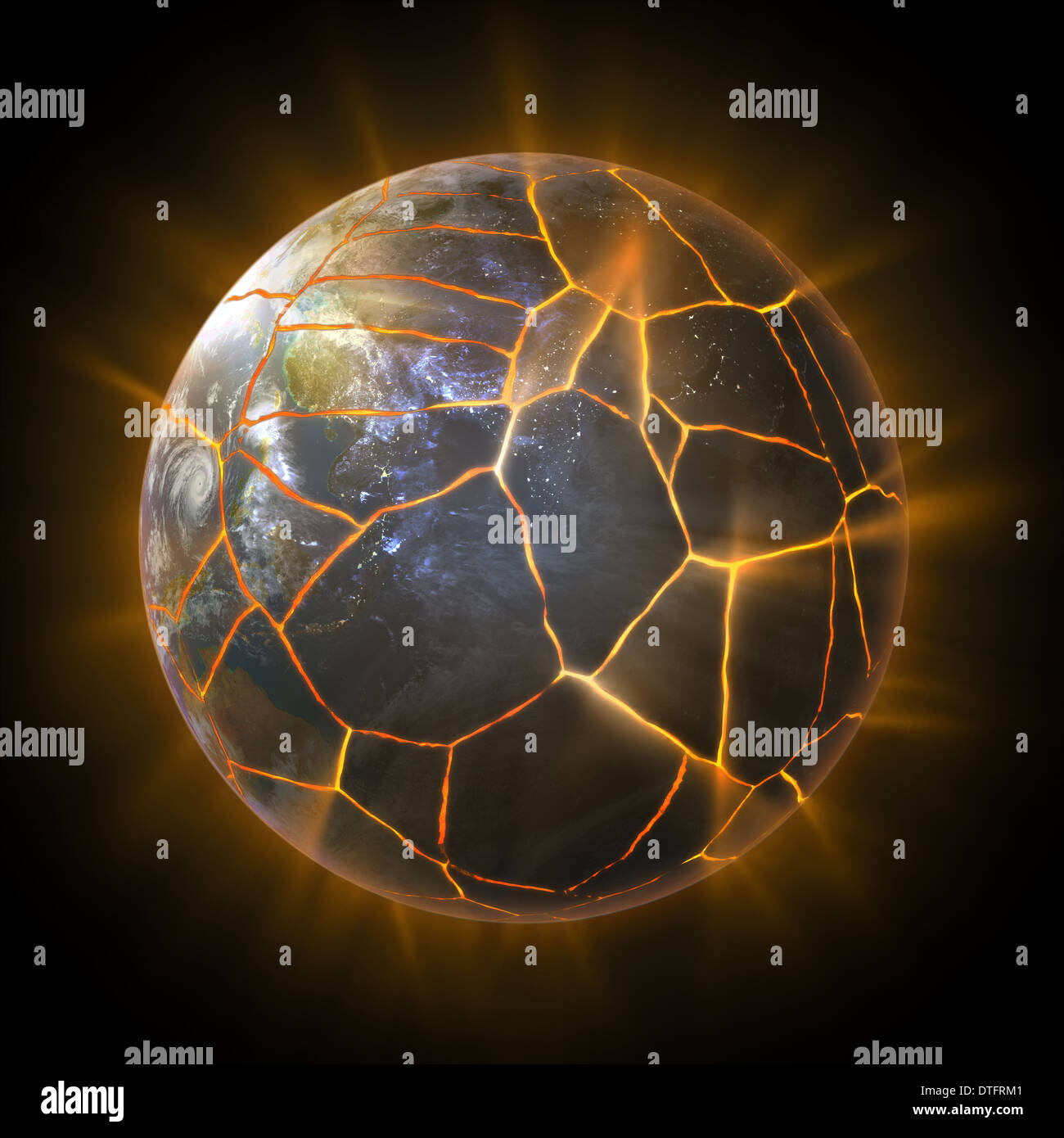 An exploding Earth globe Stock Photo - Alamy