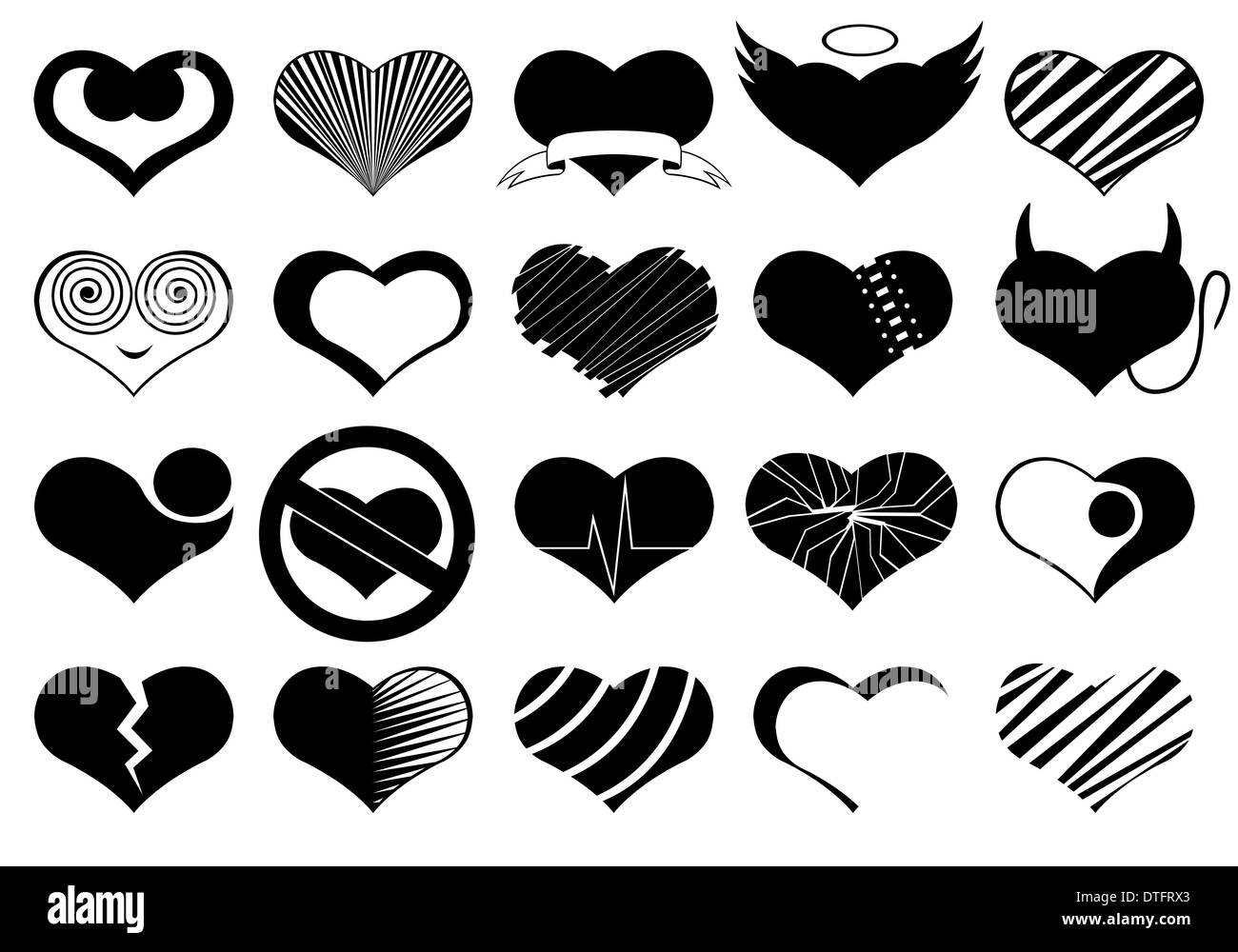 Set of different hearts isolated Stock Photo - Alamy