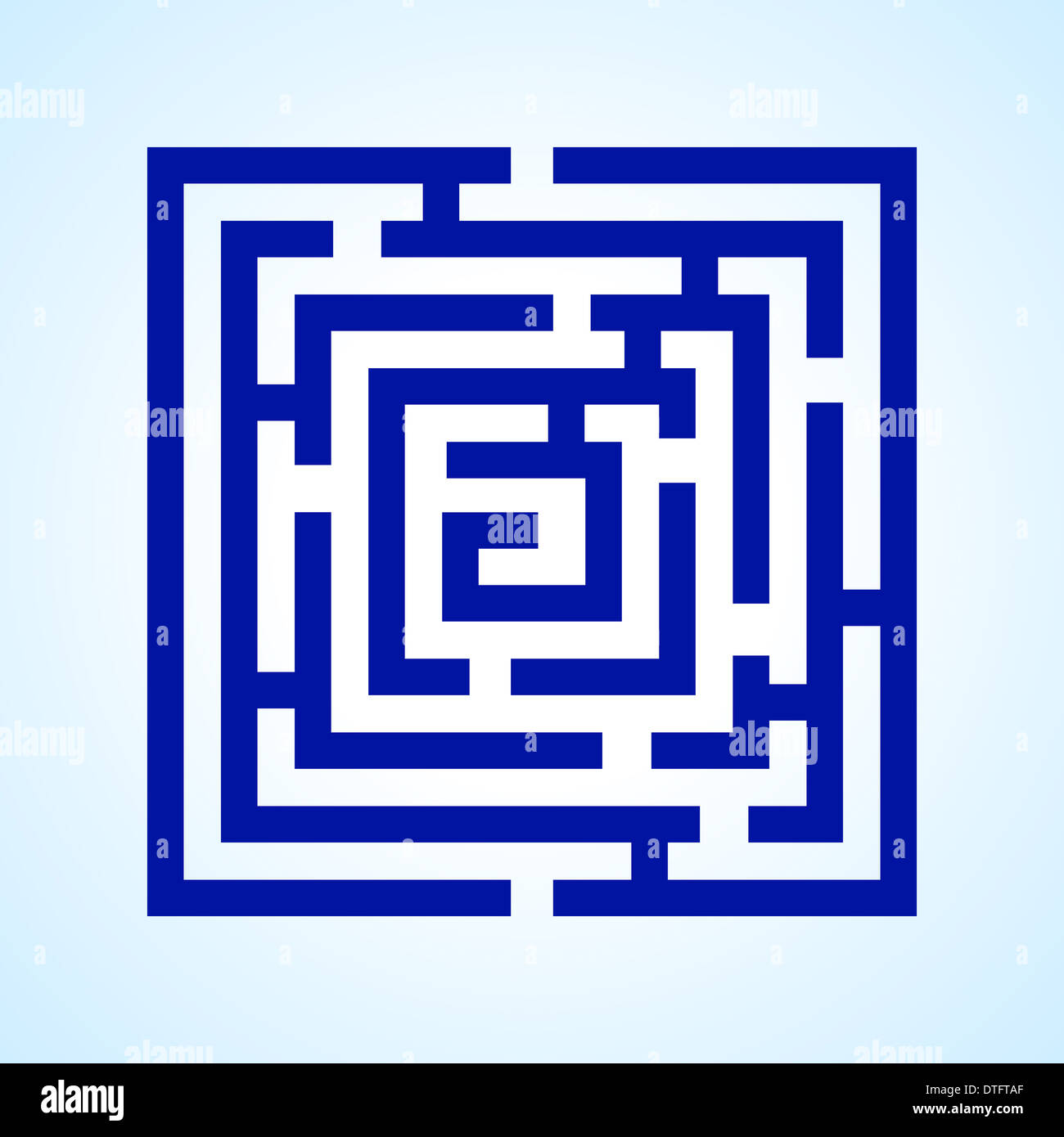 Illustration of blue square labyrinth on light blue background Stock ...