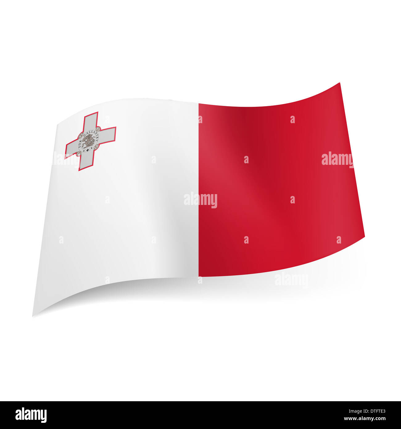 National flag of Malta: white and red vertical fields with George Cross ...
