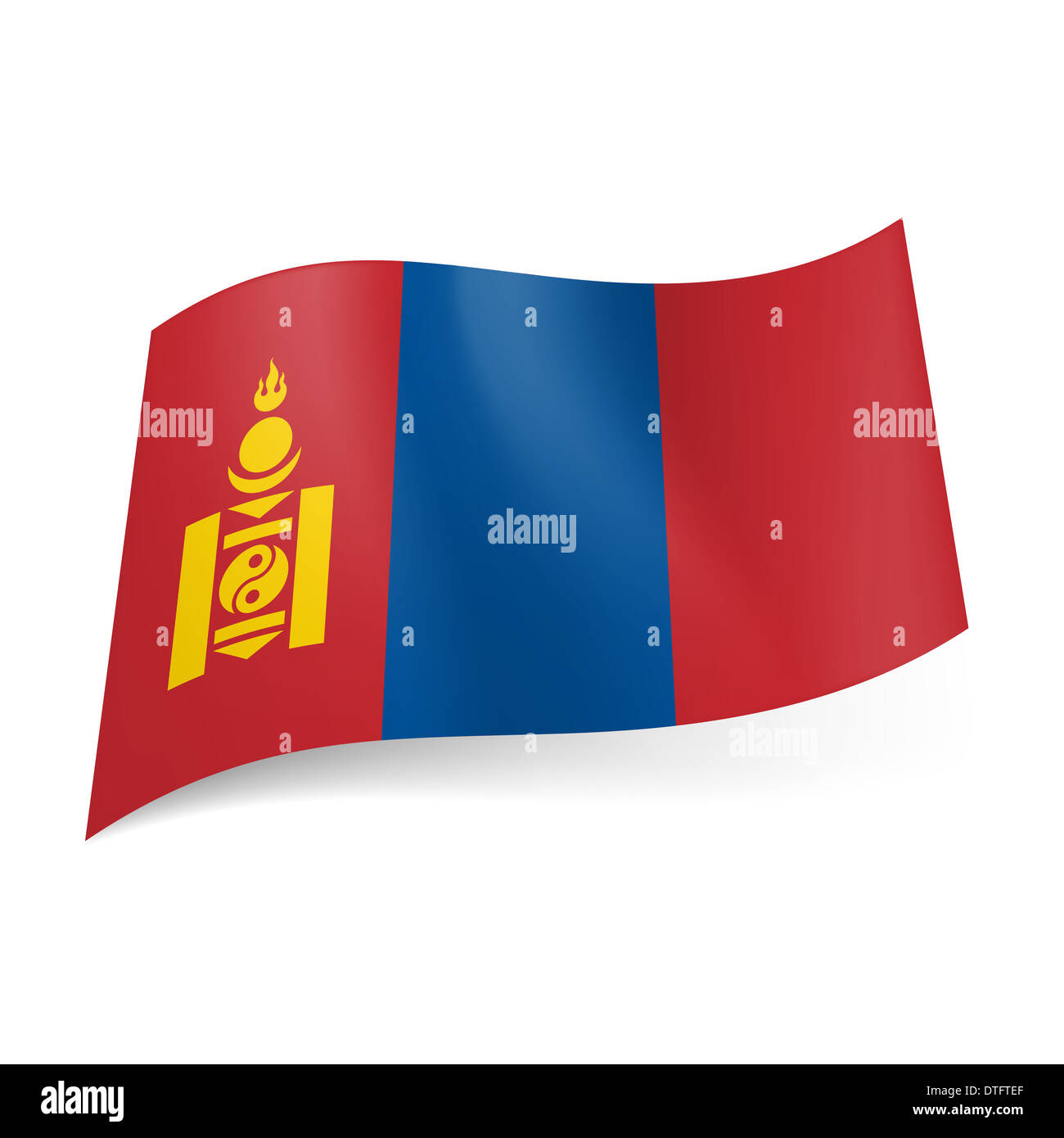 Flag of Mongolia: red, blue and red vertical stripes with yellow ...