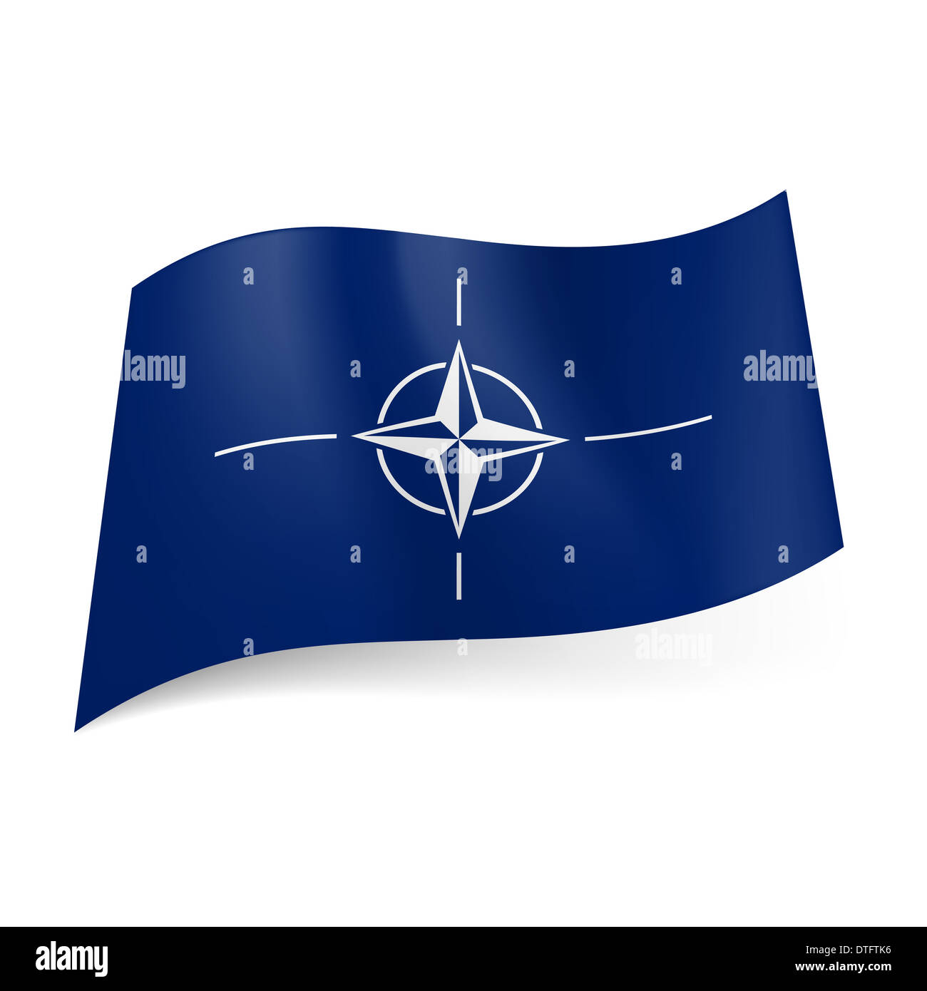 Flag of NATO: compass rose with four lines on blue background Stock ...