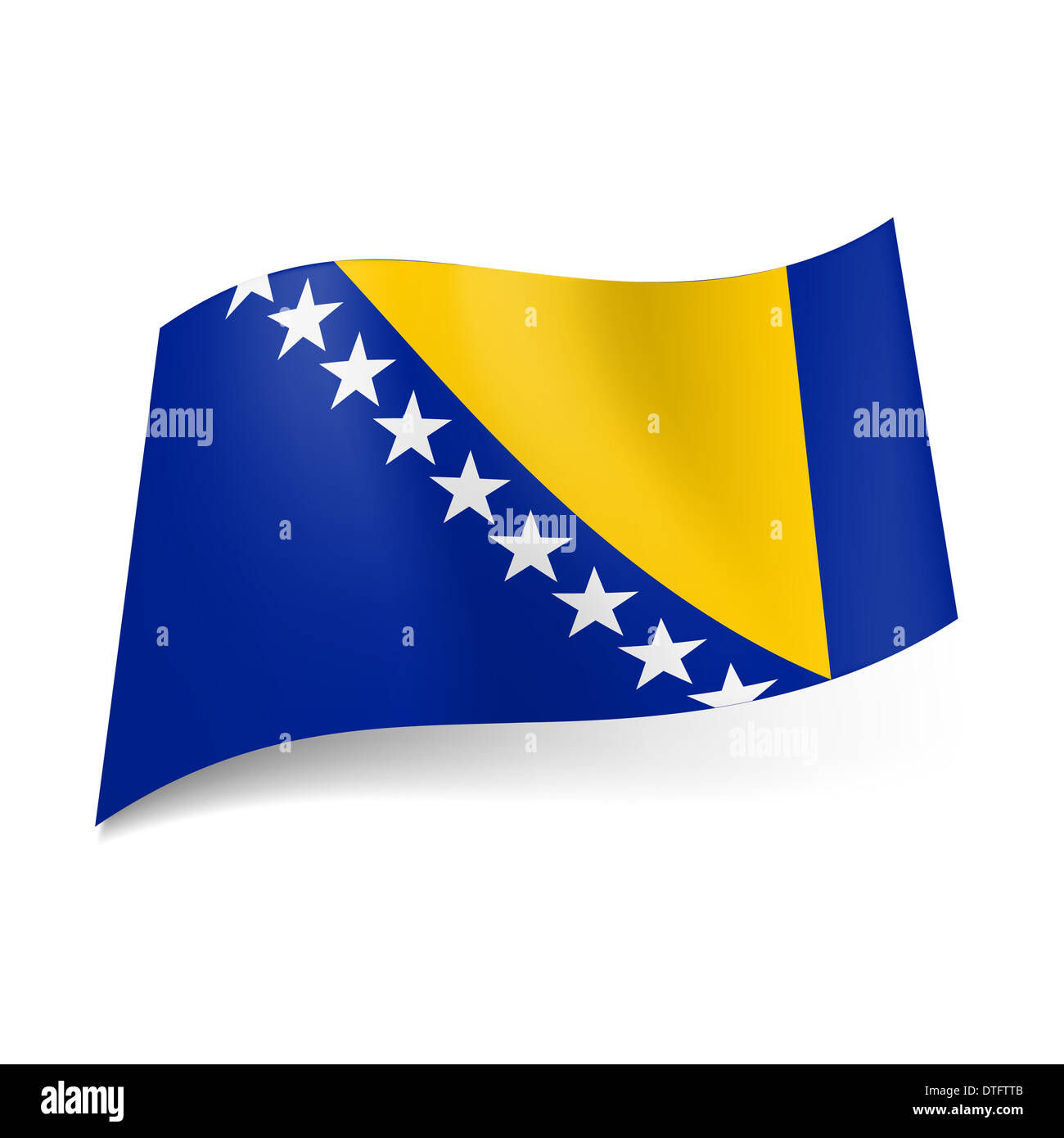 National flag of Bosnia and Herzegovina: yellow triangle and white ...