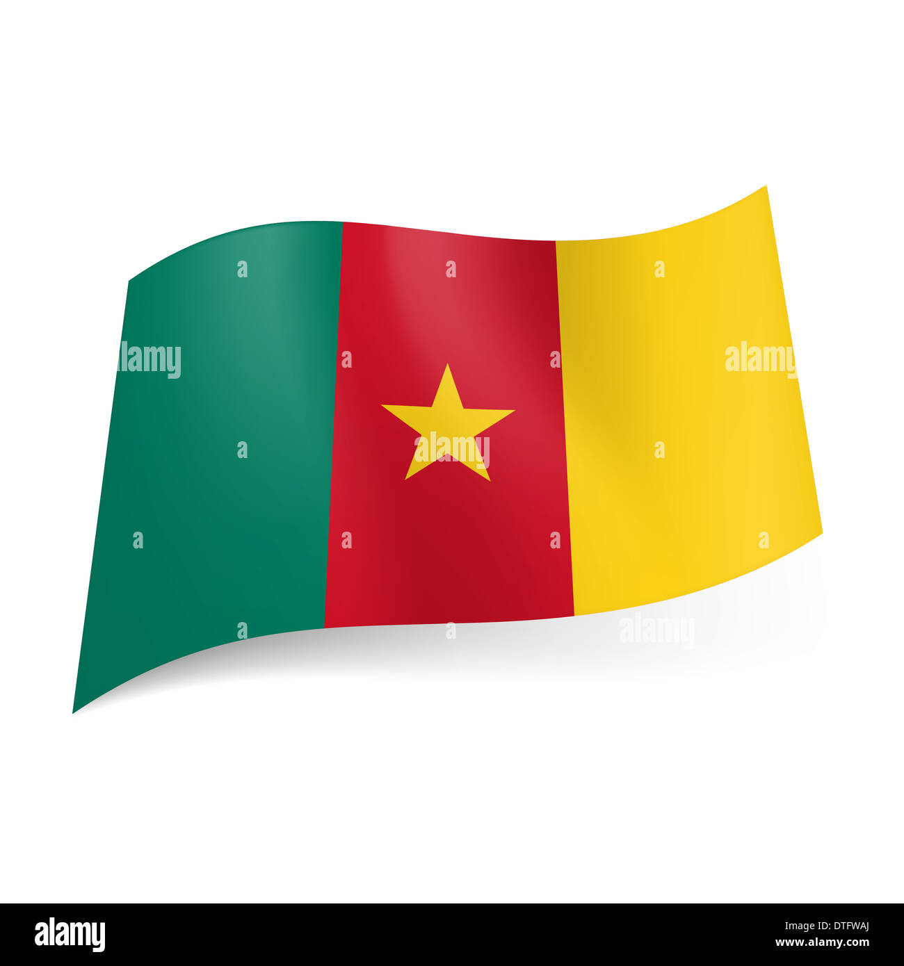 National flag of Cameroon: green, red and yellow vertical stripes with ...