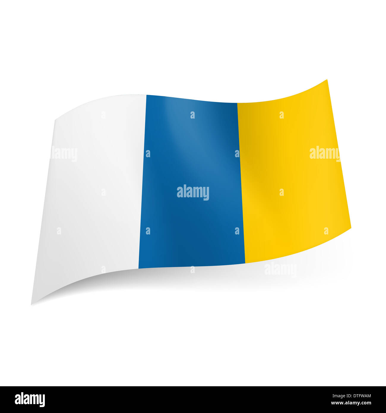 Flag of Canary Islands: white, blue and yellow vertical stripes Stock ...
