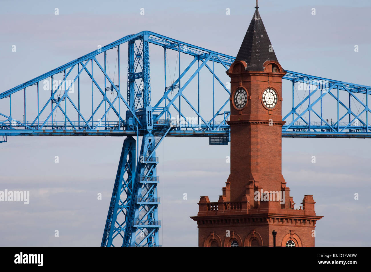 Transporter Bridge and Clock Tower, Middlesbrough Stock Photo - Alamy