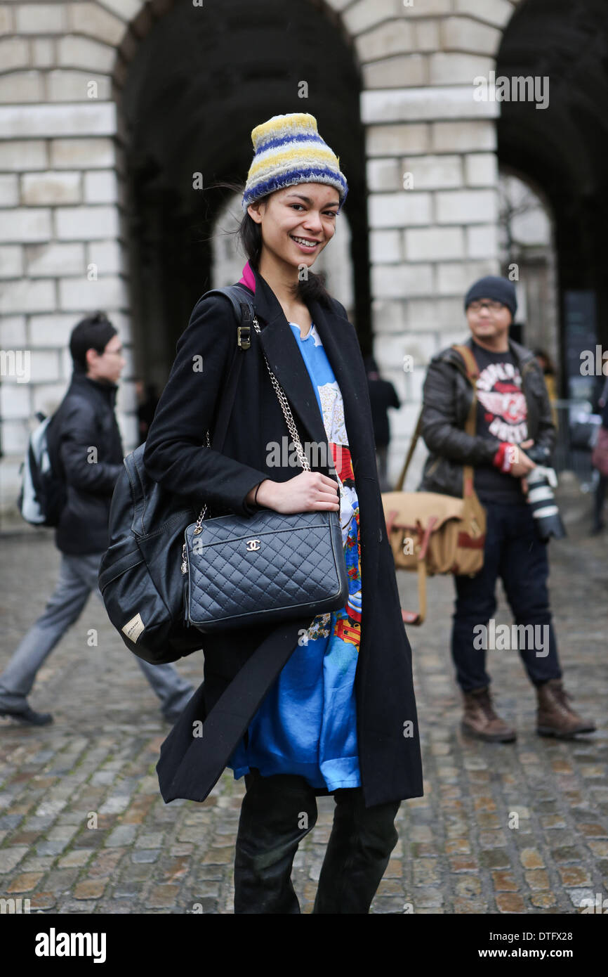 Model Lizzy Burden arriving for the Bora Aksu runway show at Somerset ...