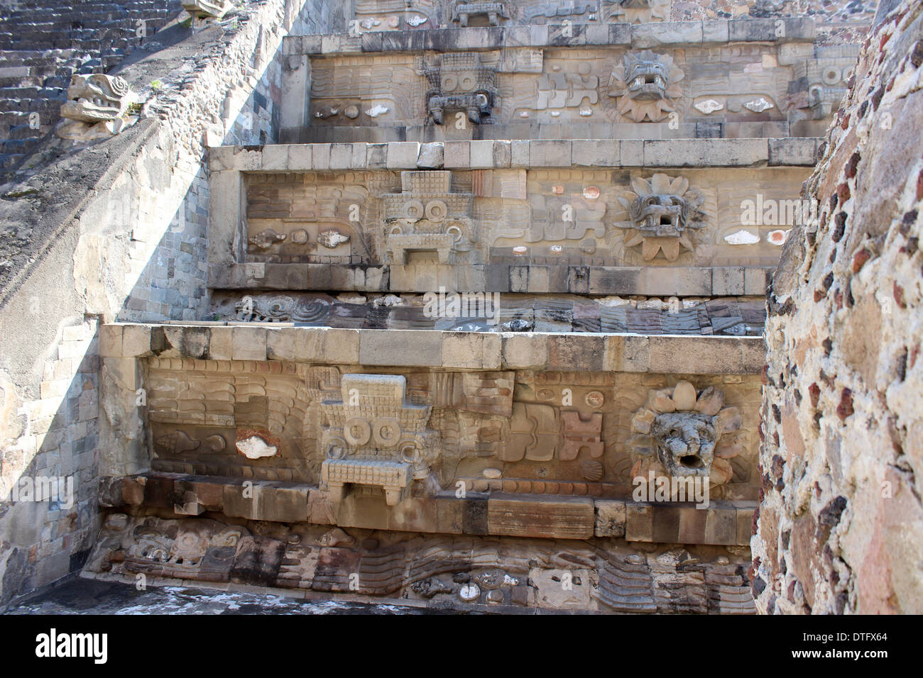 Part of the Feathered Serpent Temple, Teotihuacan Pyramids, Mexico ...