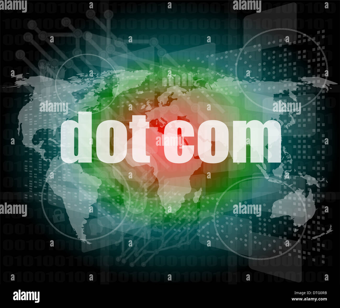 words dot com on digital screen, information technology concept Stock ...