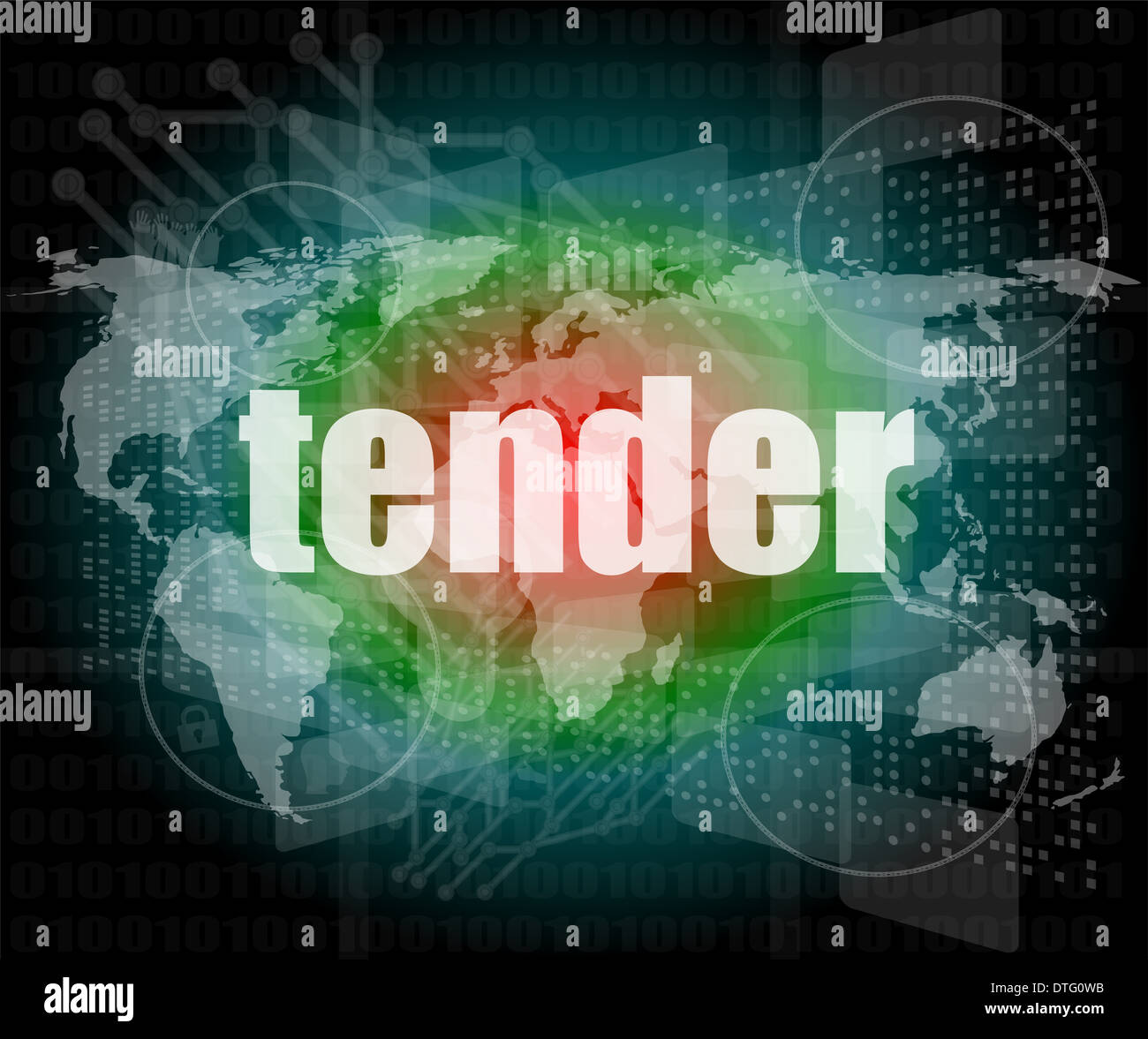 tender word on digital screen, global communication concept Stock Photo ...