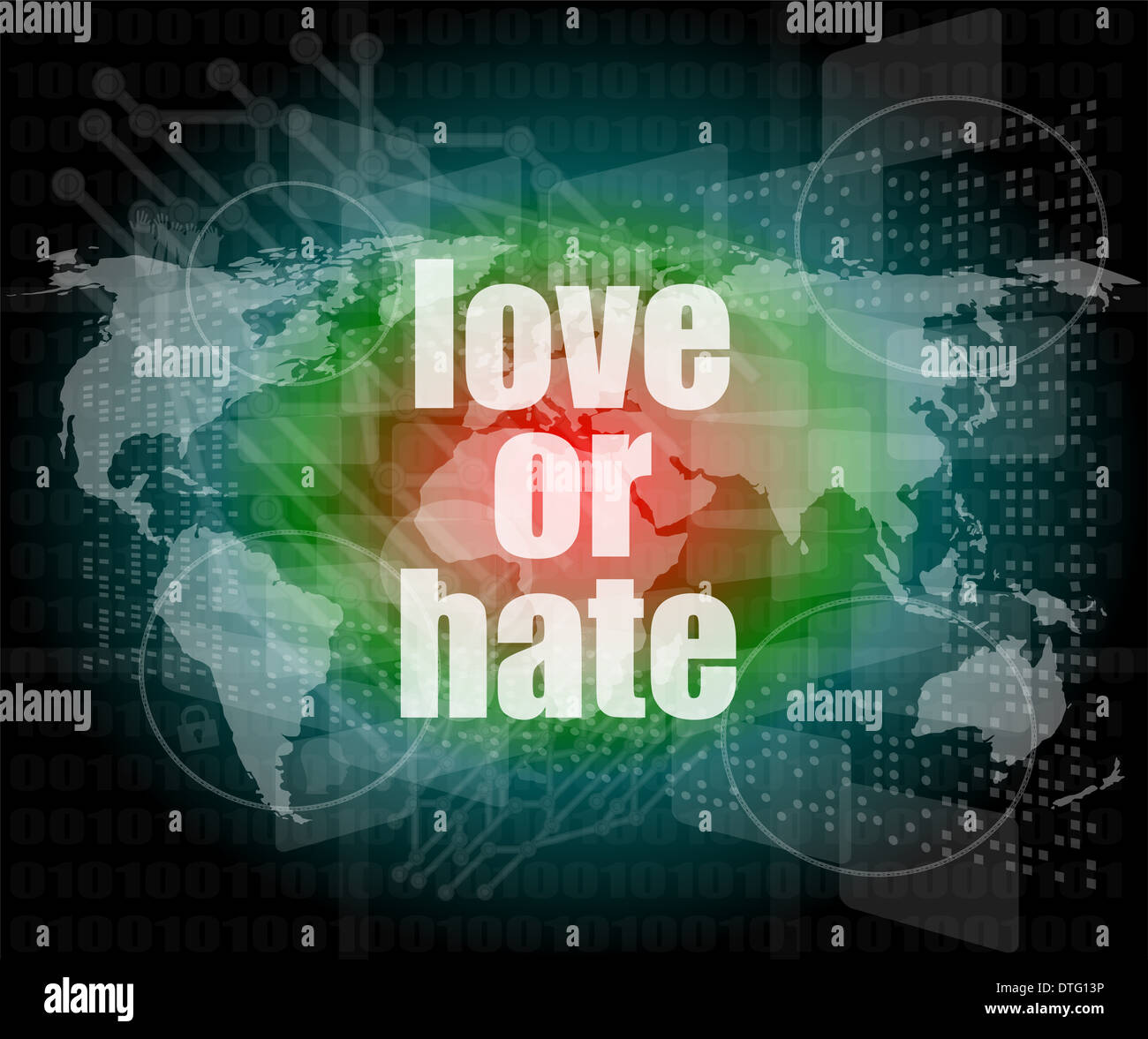 love or hate words on digital touch screen interface Stock Photo - Alamy