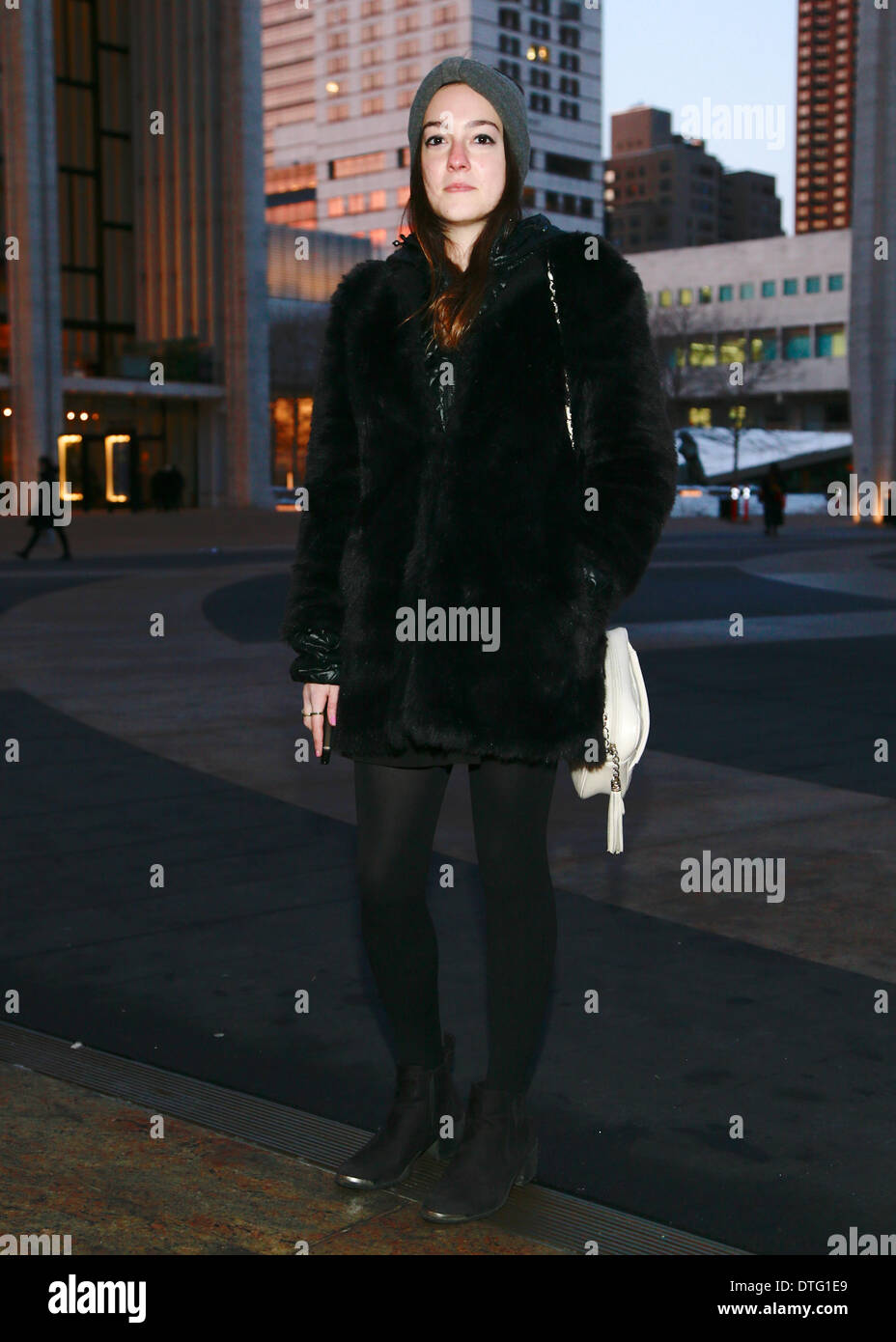 Rachel Wortell arriving at the Reem Acra runway shown in New York City ...