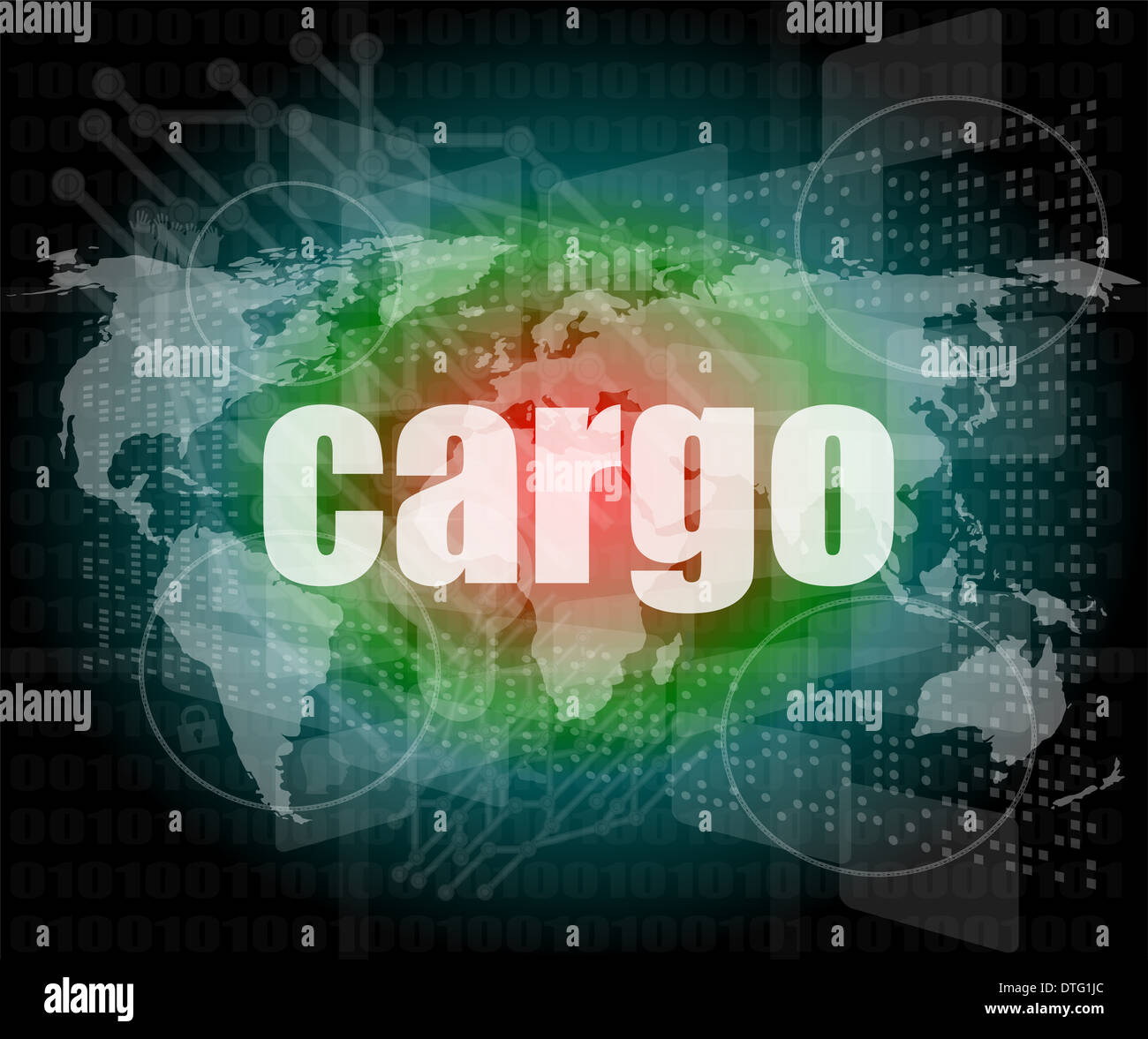 cargo word on touch screen, modern virtual technology background Stock ...