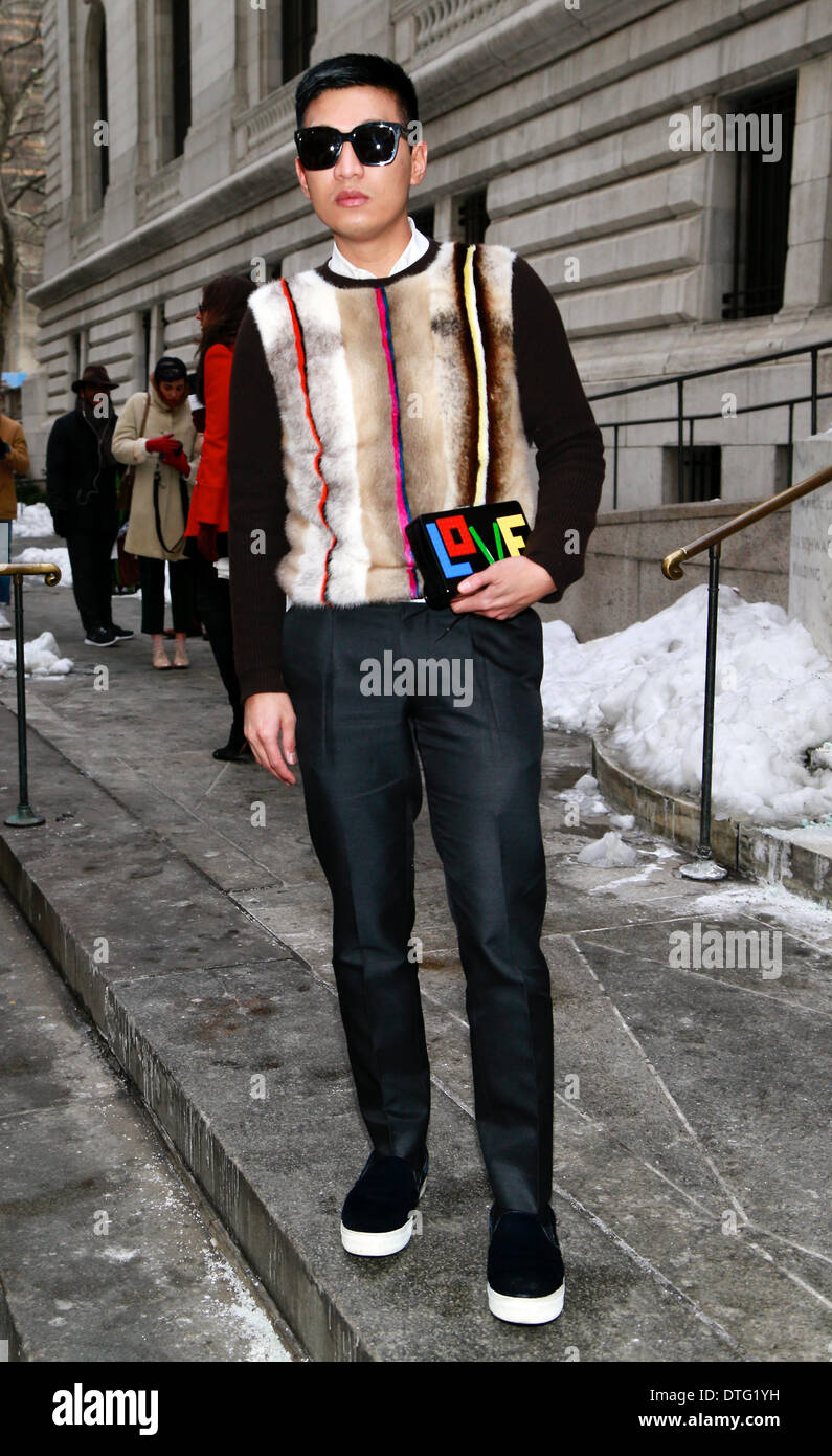 Bryan Boy arriving at the Marchesa runway show in New York City ...
