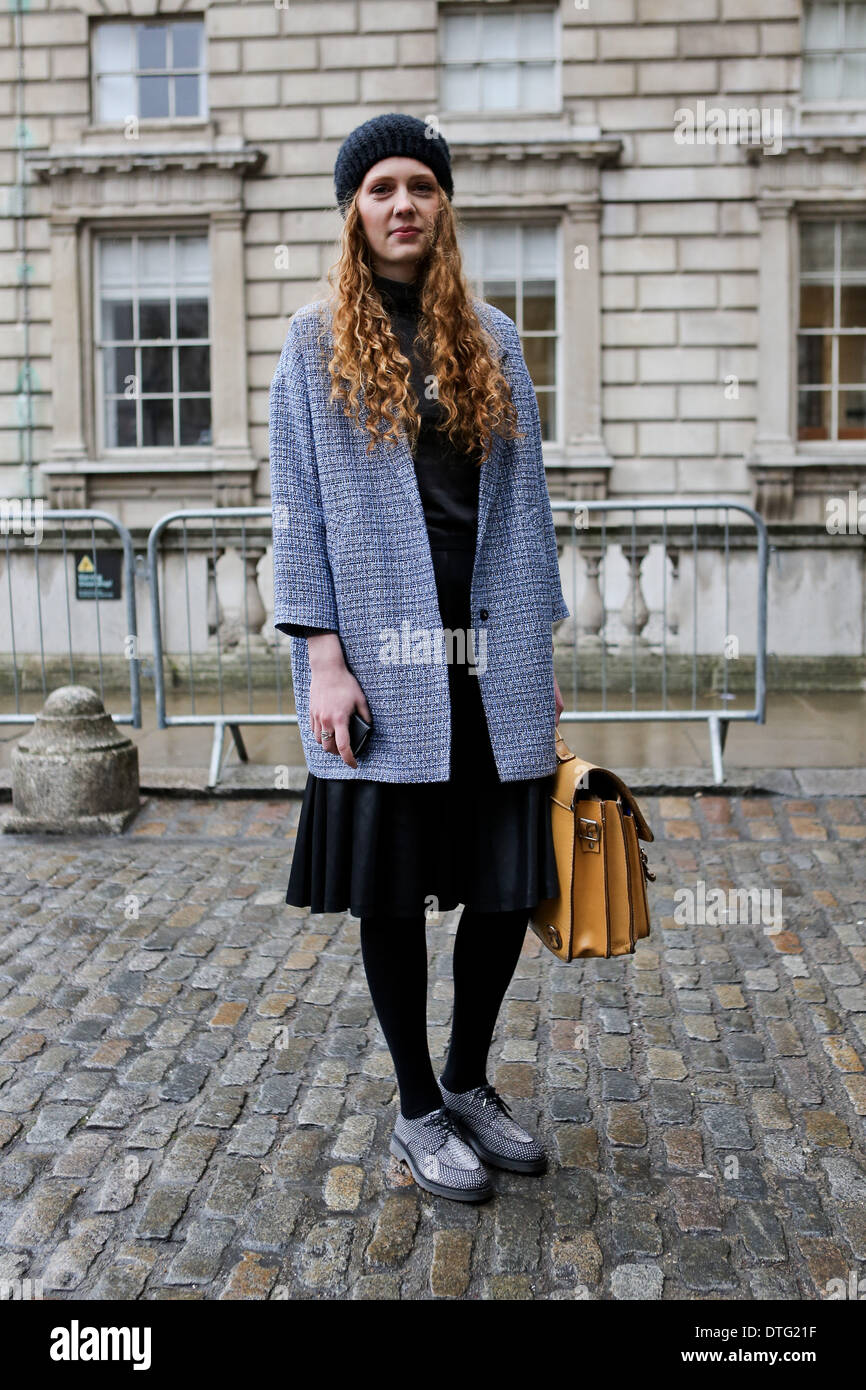 London, UK. 15th Feb 2014. Ginger Clark arriving at Somerset House in ...