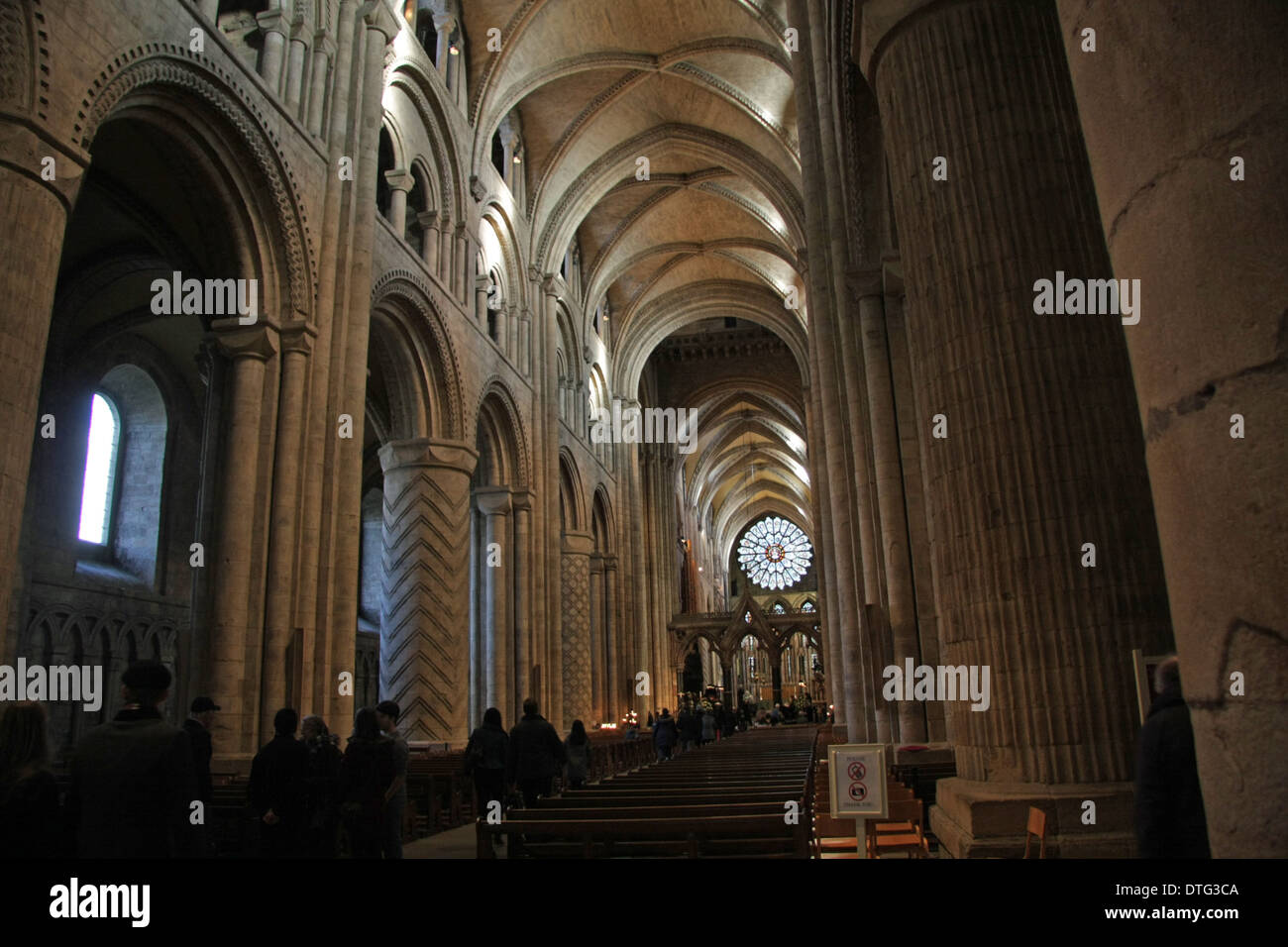 inside the nave of Durham Cathedral, famous Norman church Stock Photo ...