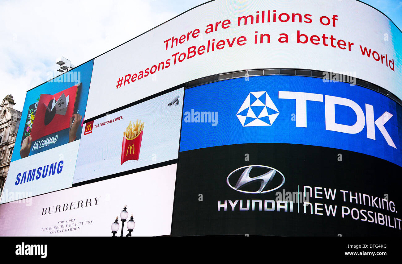 Advertising wall at Piccadilly circus,central London,United Kingdom ...