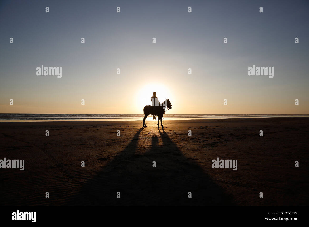 Man horse silhouette Pacific coast beach sunset, Mechapa Nicaragua ...
