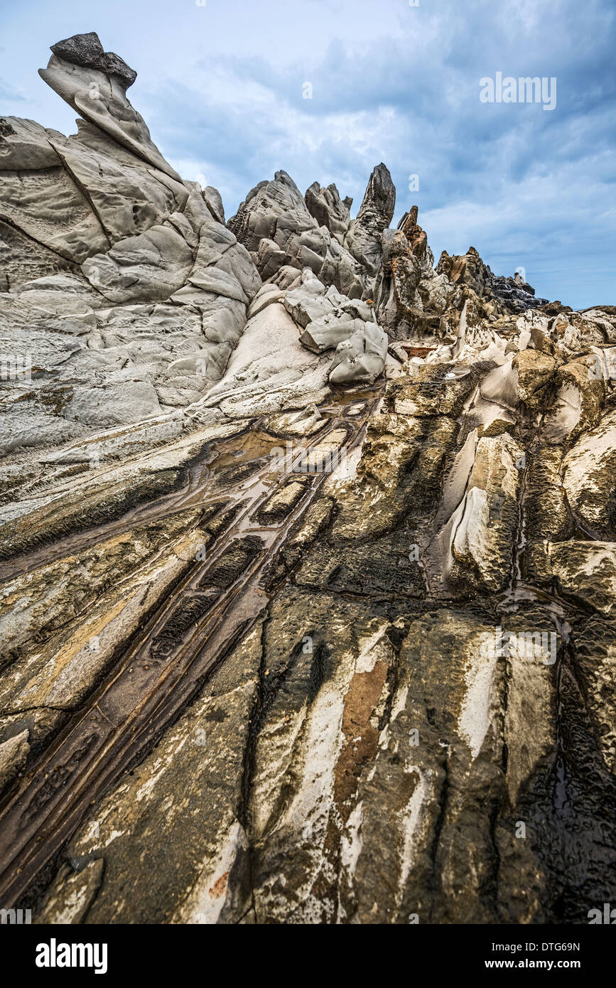 Dramatic lava rock formation called the Dragon's Teeth in Maui Stock ...